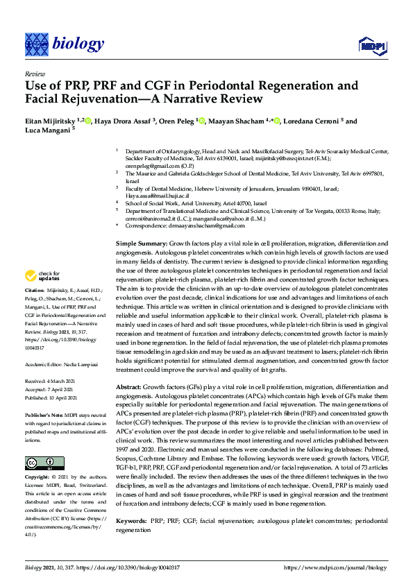 (PDF) Use of PRP, PRF and CGF in Periodontal Regeneration and Facial ...
