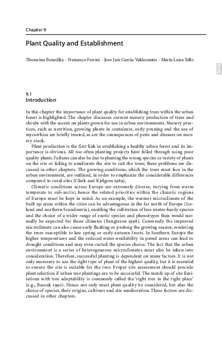 (PDF) Plant Quality and Establishment