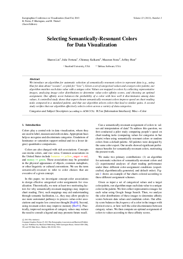 Pdf Selecting Semantically Resonant Colors For Data Visualization