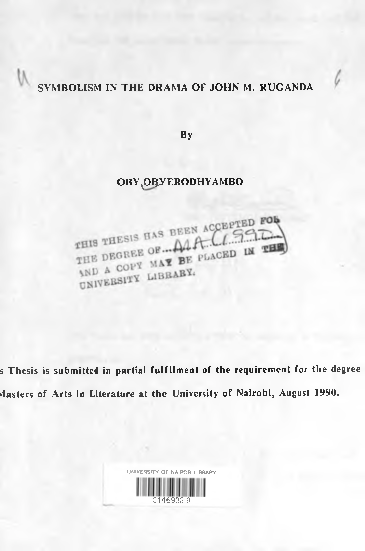 (PDF) Symbolism in the drama of John m. Ruganda