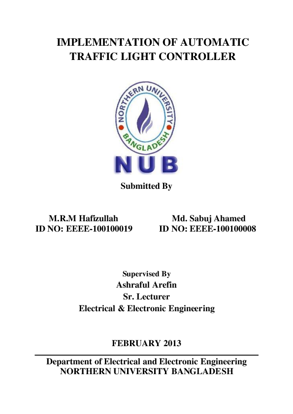 (PDF) Implementationof Automatic Traffic Light Controller