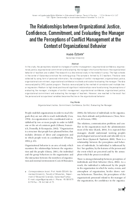 (PDF) The Relationships between Organizational Justice, Confidence, Commitment, and Evaluating ...