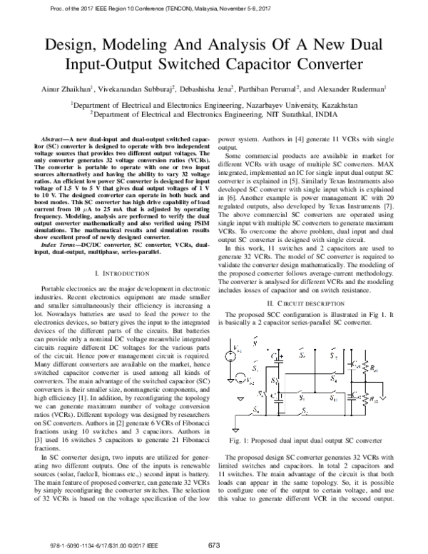 Pdf Design Modeling And Analysis Of A New Dual Input Output Switched