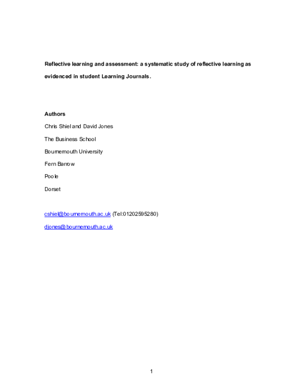 (PDF) Reflective Learning and Assessment: a Systematic Study of ...