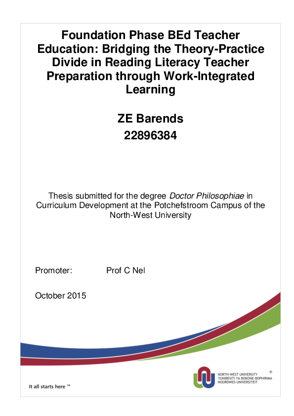 (PDF) Foundation phase BEd teacher education : bridging the theory ...