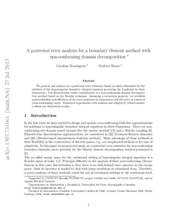 Pdf A Posteriori Error Analysis For A Boundary Element Method With