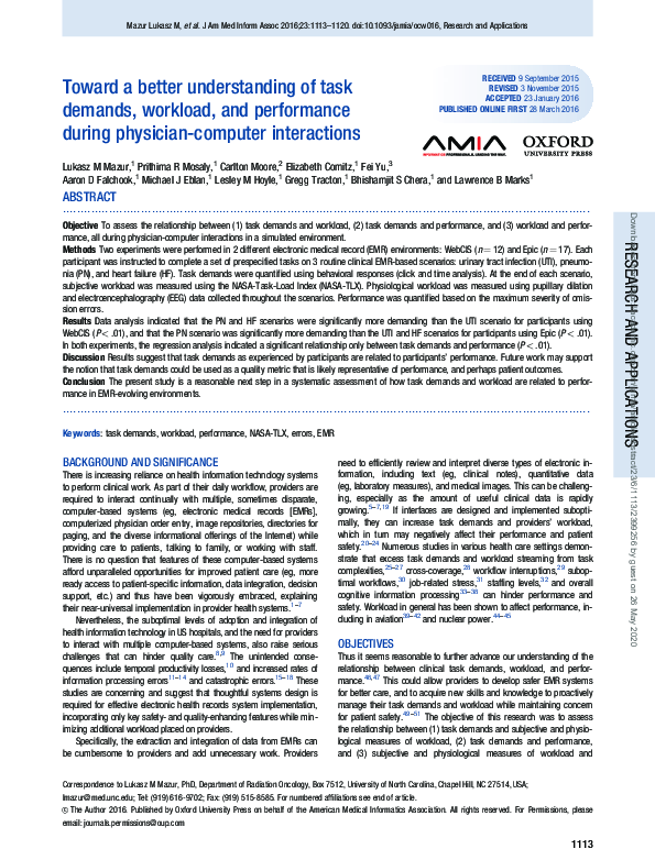 (PDF) Toward a better understanding of task demands, workload, and ...
