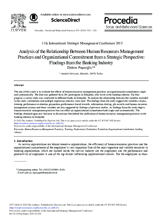(PDF) Analysis of the Relationship Between Human Resources Management Practices and ...