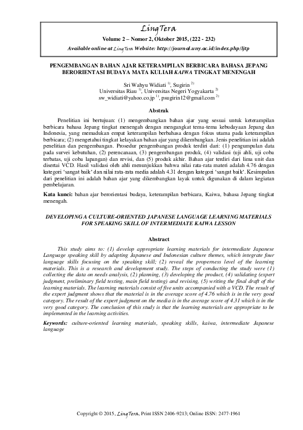 (PDF) Pengembangan Bahan Ajar Keterampilan Berbicara Bahasa Indonesia Untuk Siswa SD/MI Kelas IV ...