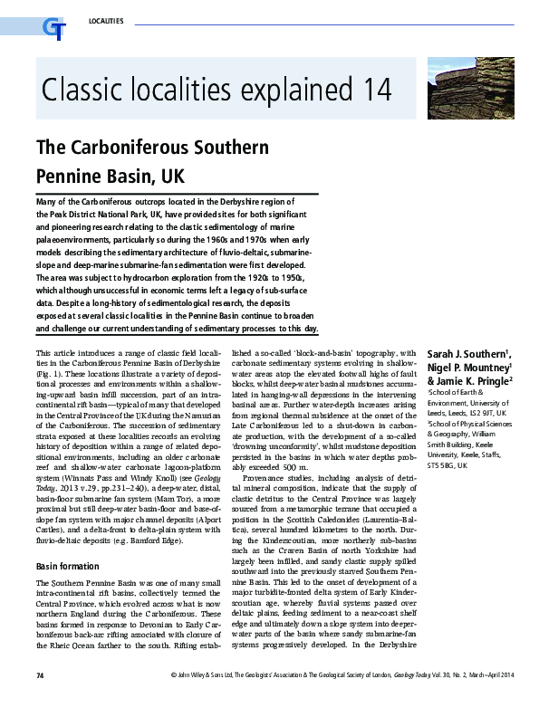 (PDF) The Carboniferous Southern Pennine Basin, UK