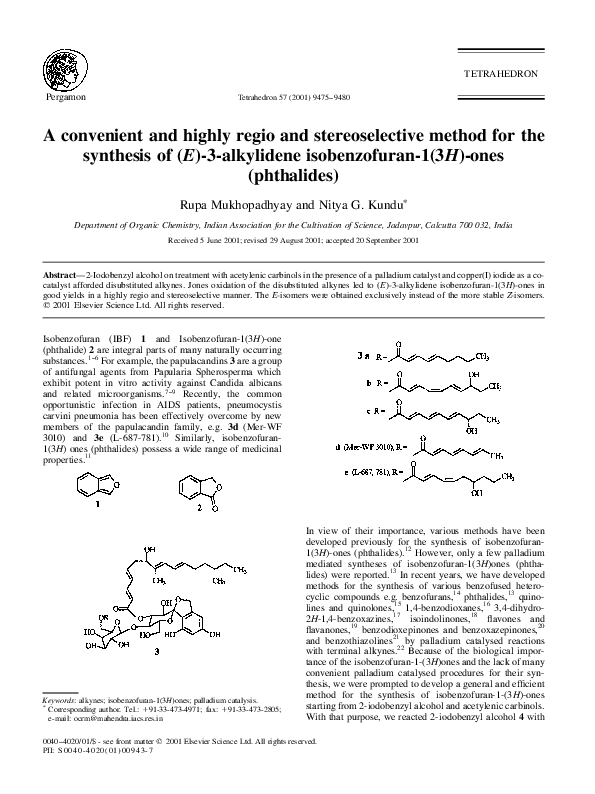 (PDF) A convenient and highly regio and stereoselective method for the ... (PDF) A convenient and highly regio and stereoselective method for the ...