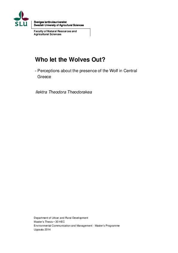 (PDF) Who let the Wolves Out? Perceptions about the presence of the ...