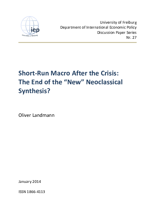 (PDF) Short‐Run Macro After the Crisis: The End of the “New ...