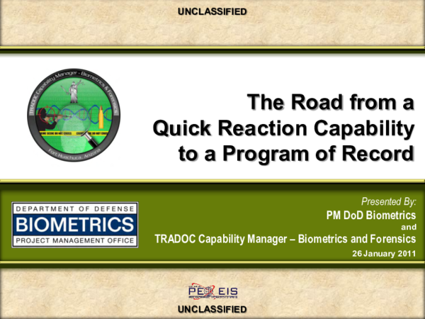(PDF) The Road from a Quick Reaction Capability to a Program of Record