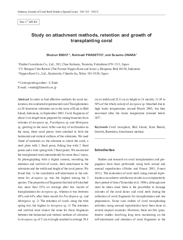(PDF) Study on attachment methods, retention and growth of ...