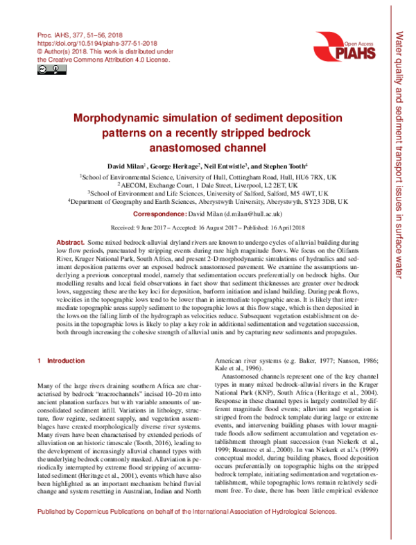 (PDF) Morphodynamic simulation of sediment deposition patterns on a ...