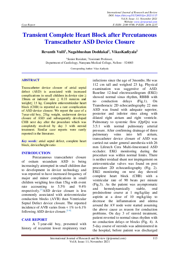 (PDF) Transient CHB Post-ASD Device Closure in a Child