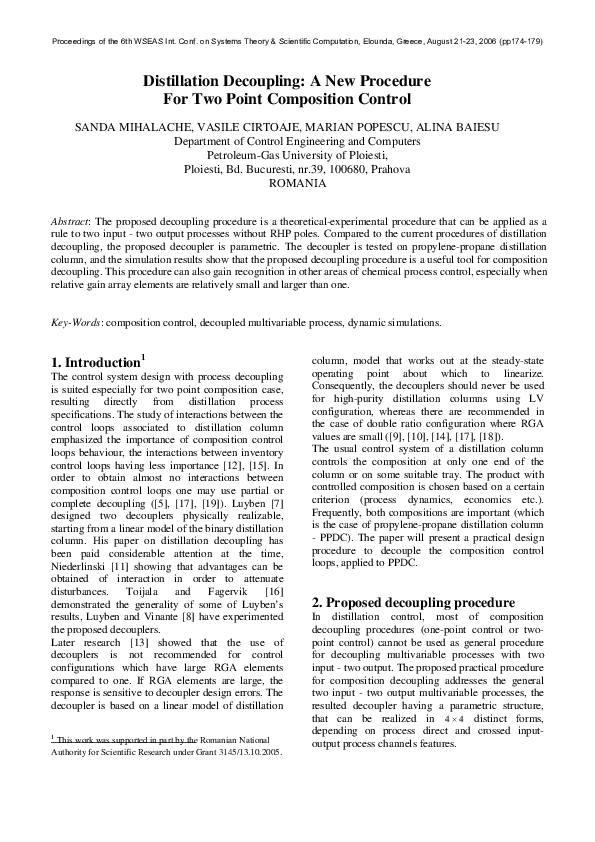 (PDF) Distillation decoupling: a new procedure for two point ...