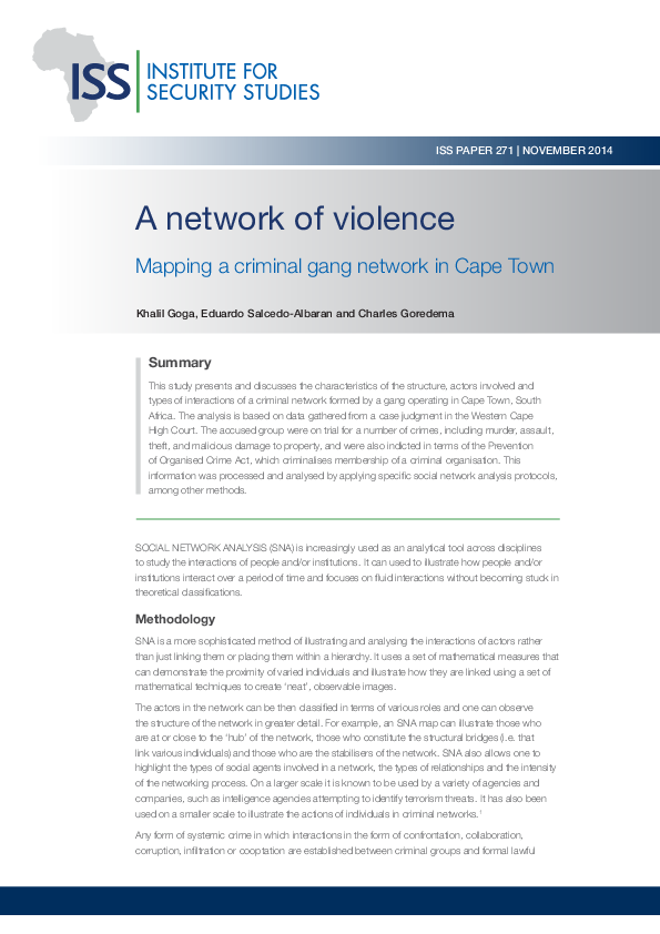 (PDF) A Network of Violence Mapping a Criminal Gang Network in Cape Town