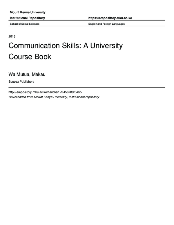 (PDF) Communication Skills: A University Course Book
