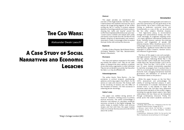 (PDF) The Cod Wars: A Case Study of Social Narratives and Economic Legacies