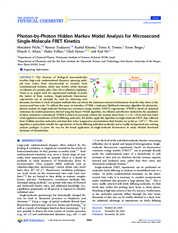 (PDF) Photon-by-Photon Hidden Markov Model Analysis for Microsecond Single-Molecule FRET Kinetics