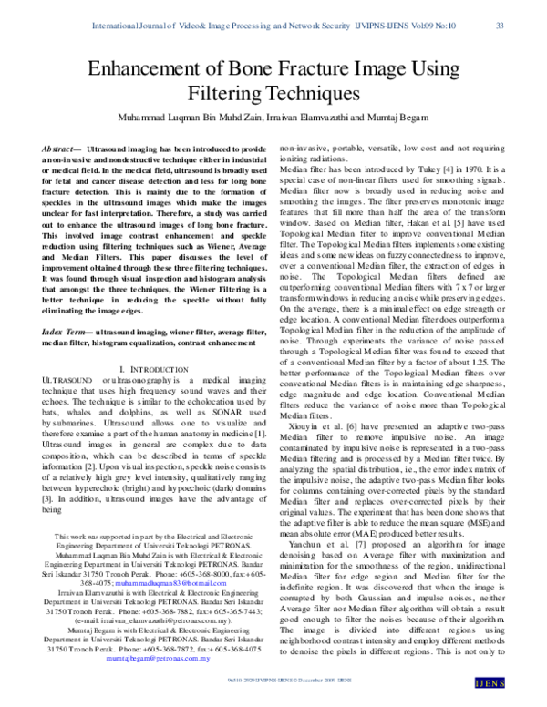 Pdf Enhancement Of Bone Fracture Image Using Filtering Techniques