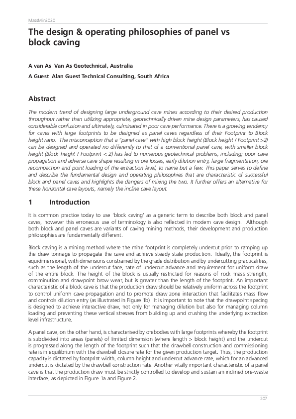 (PDF) The design operating philosophies of panel vs block caving