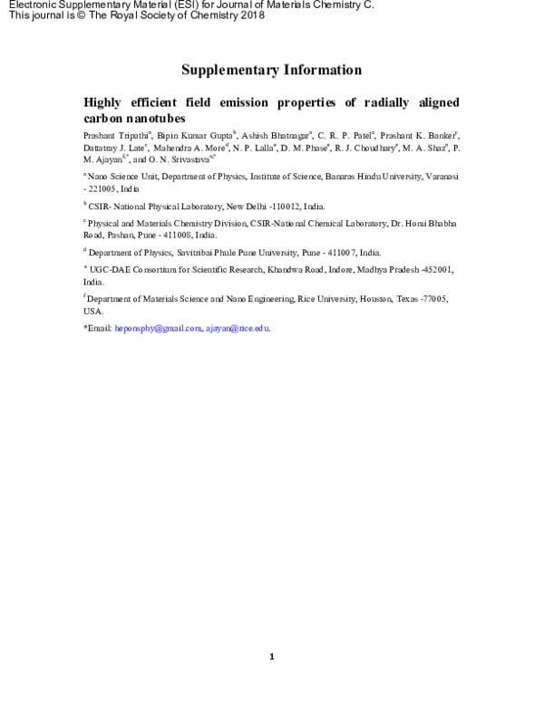 (PDF) Highly efficient field emission properties of radially aligned ...
