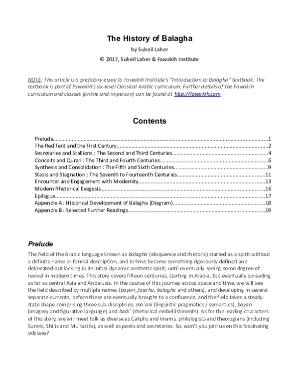 (PDF) The History of Balagha