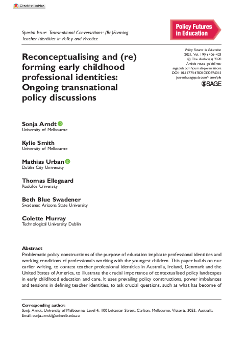 (PDF) Reconceptualising and (re)forming early childhood professional ...