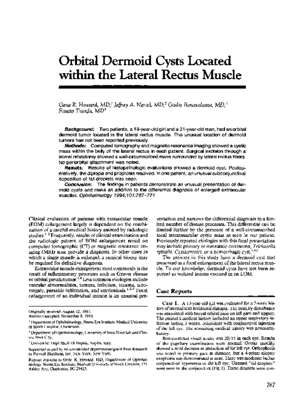(PDF) Orbital Dermoid Cysts Located within the Lateral Rectus Muscle