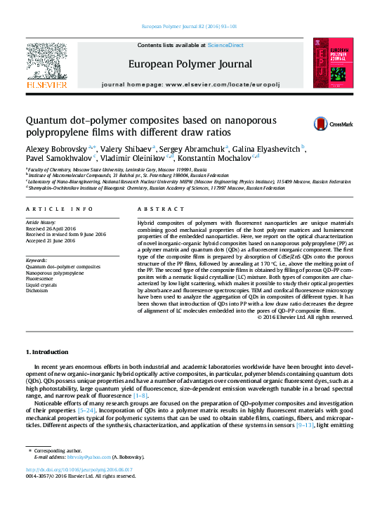 (PDF) Quantum dot–polymer composites based on nanoporous polypropylene ...