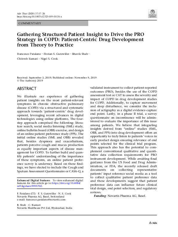 (PDF) Gathering Structured Patient Insight to Drive the PRO Strategy in ...
