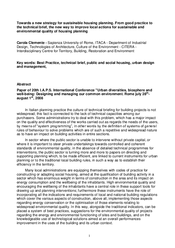 (PDF) Towards a new strategy for sustainable housing planning. From ...