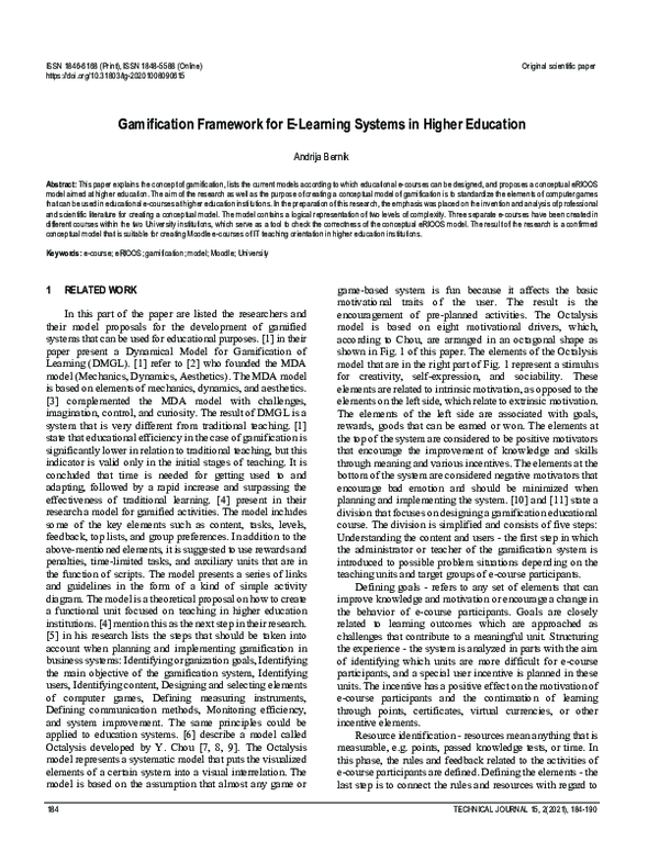 (PDF) Gamification Framework for E-Learning Systems in Higher Education