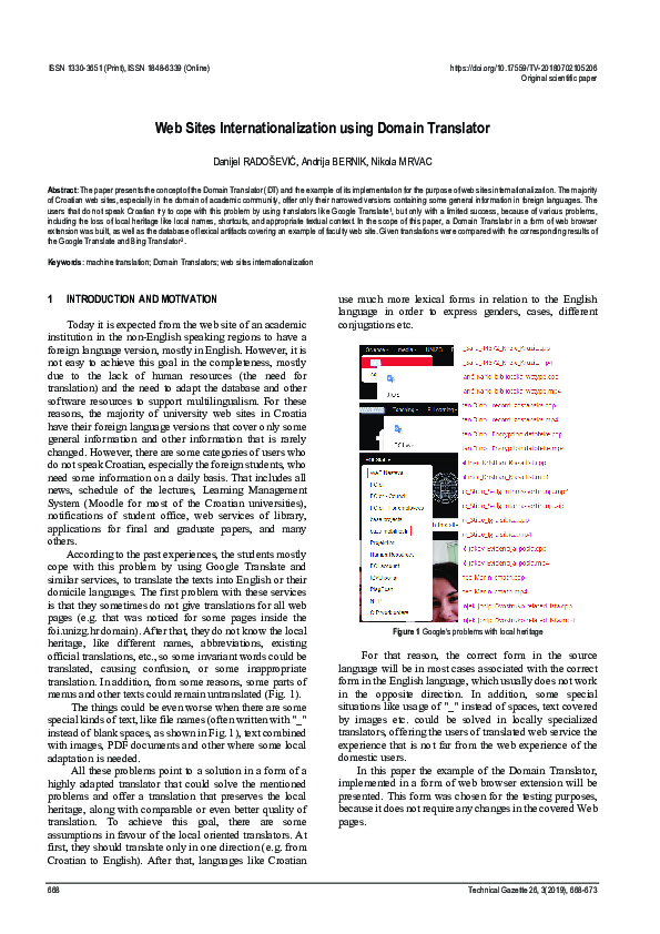 (PDF) Web Sites Internationalization using Domain Translator