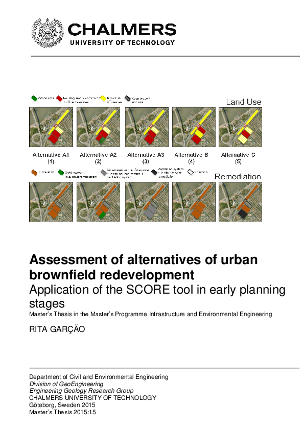 (PDF) Assessment of alternatives of urban brownfield redevelopment. Application of the SCORE ...