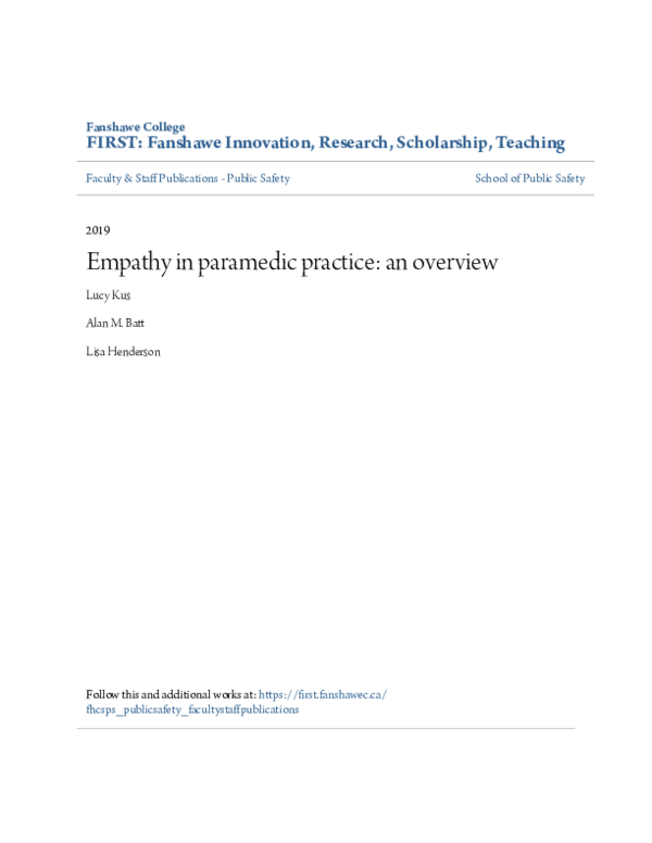 (PDF) Empathy in paramedic practice: an overview