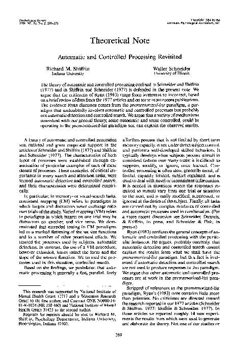 (PDF) Automatic and controlled processing revisited