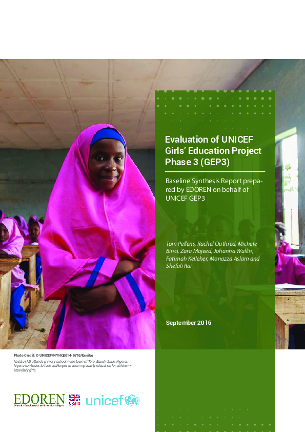 (PDF) Evaluation of UNICEF Girls' Education Project Phase 3 (GEP3 ...