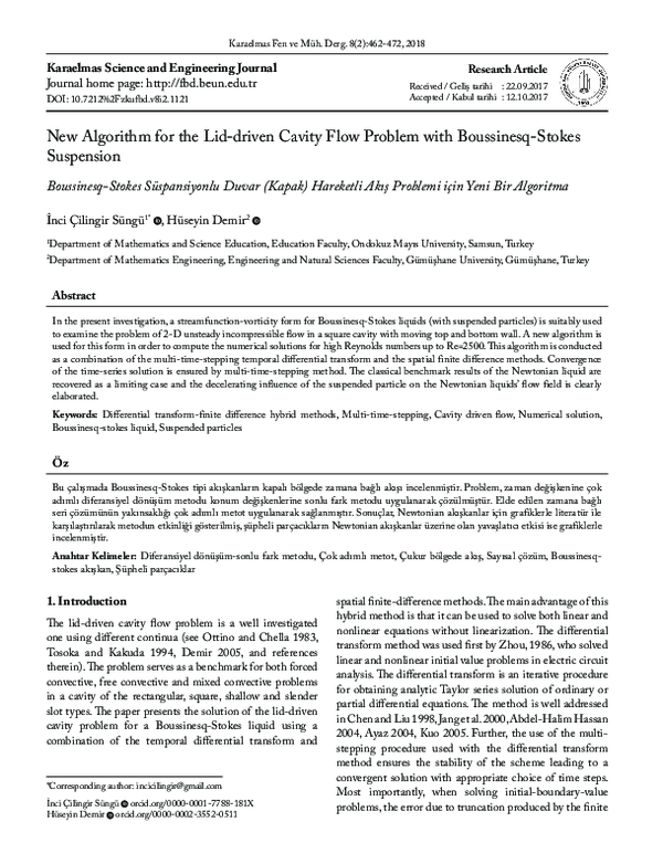 (PDF) New Algorithm for the Lid-driven Cavity Flow Problem with Boussinesq-Stokes Suspension