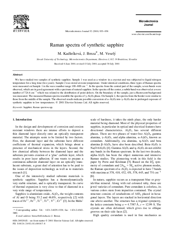 (PDF) Raman spectra of synthetic sapphire