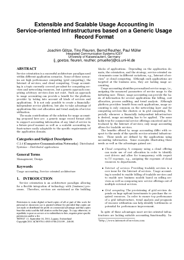 (PDF) Extensible and scalable usage accounting in service-oriented ...