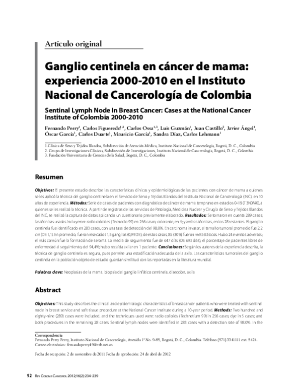 (PDF) Ganglio centinela en cáncer de mama: experiencia 2000-2010 en el ...