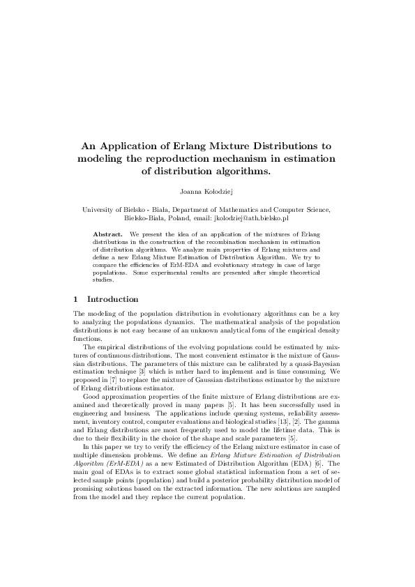 (PDF) Erlang Mixture Distributions in EDA