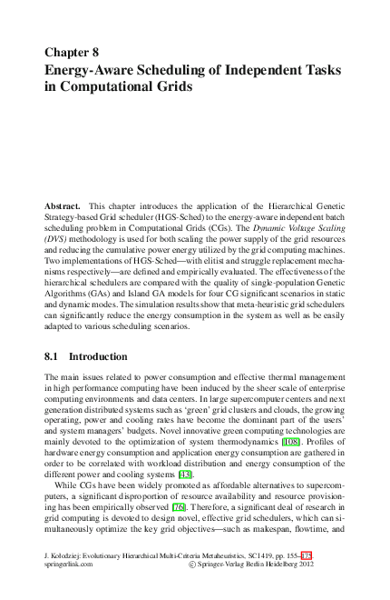 Pdf Energy Aware Scheduling Of Independent Tasks In Computational Grids