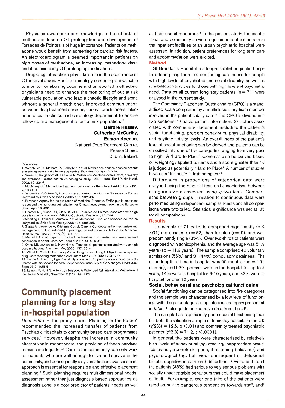 (PDF) Community placement planning for a long stay in-hospital population