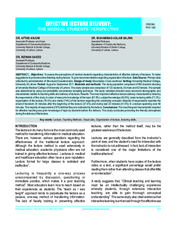 (PDF) Effective Lecture Delivery