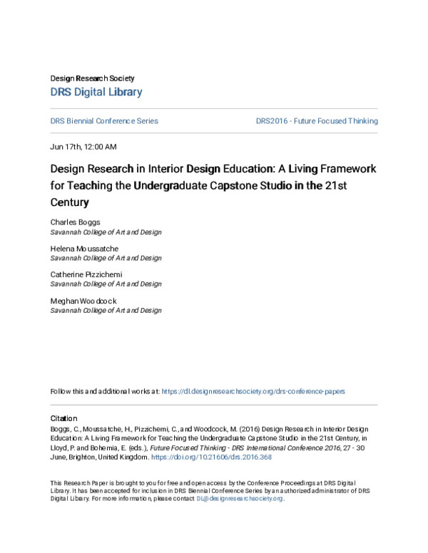 (PDF) Design Research in Interior Design Education: A Living Framework ...